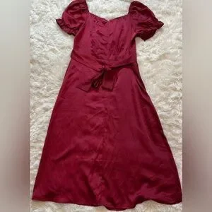 kirundo | Dresses | Burgundy Babydoll Midi Party Dress Gown Whimsigoth ...